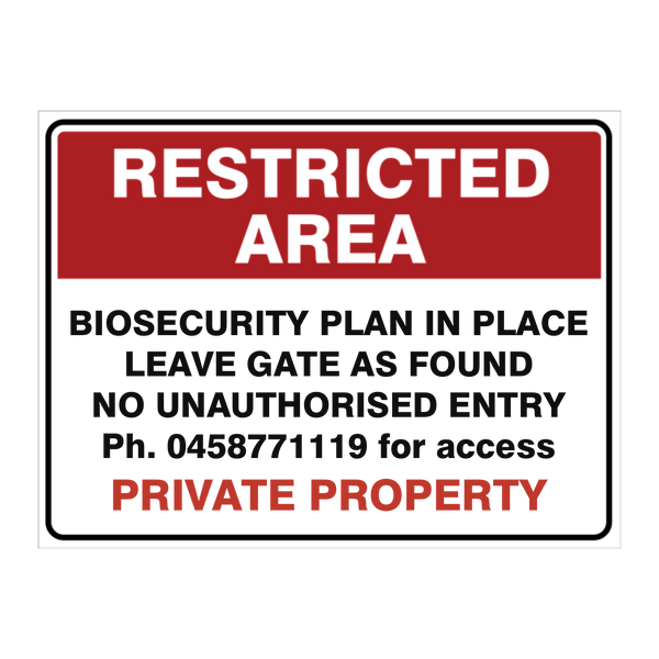 Custom Text Restricted Area Sign - Australian Safety Signs
