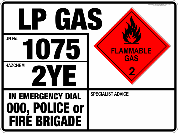 EMERGENCY INFORMATION PANEL - LP GAS - Australian Safety Signs