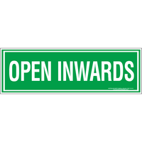 OPEN INWARDS sticker - Australian Safety Signs