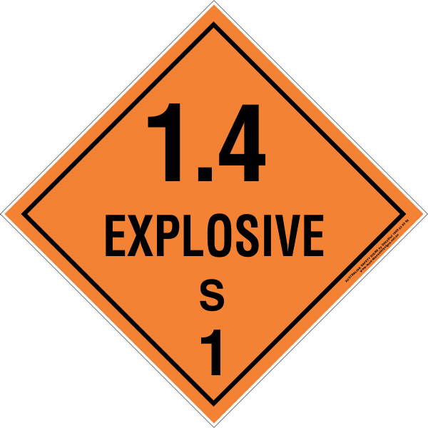 CLASS 1 - EXPLOSIVE 1.4S Explosive - Australian Safety Signs