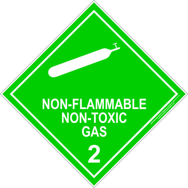 CLASS 2 - NON-FLAMMABLE NON-TOXIC GAS - WHITE - Australian Safety Signs