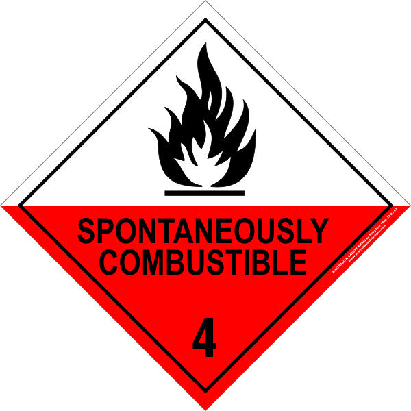 CLASS 4 - SPONTANEOUSLY COMBUSTIBLE - Australian Safety Signs