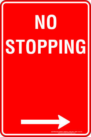 NO STOPPING RIGHT ARROW - Australian Safety Signs