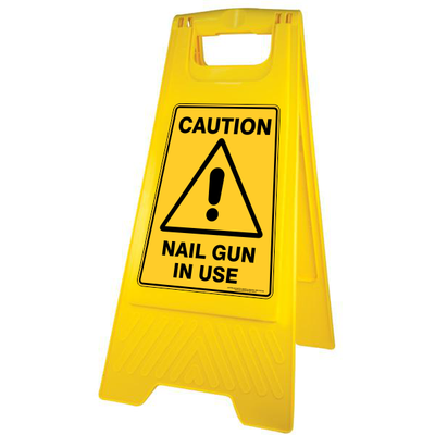 New Caution Nail Gun in Use Floor Sign - Australian Safety Signs
